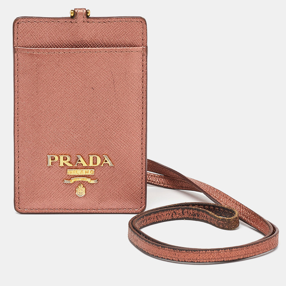 Prada | Bags | Prada Metallic Saffiano Leather Badge Holder | Poshmark